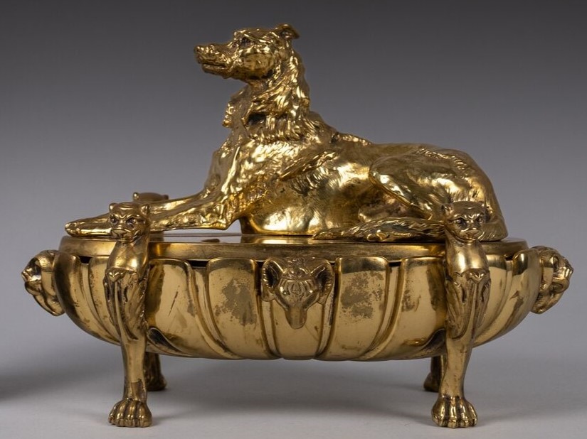 Gilt Bronze Inkwell with Hound – The Society of Inkwell Collectors (SOIC)