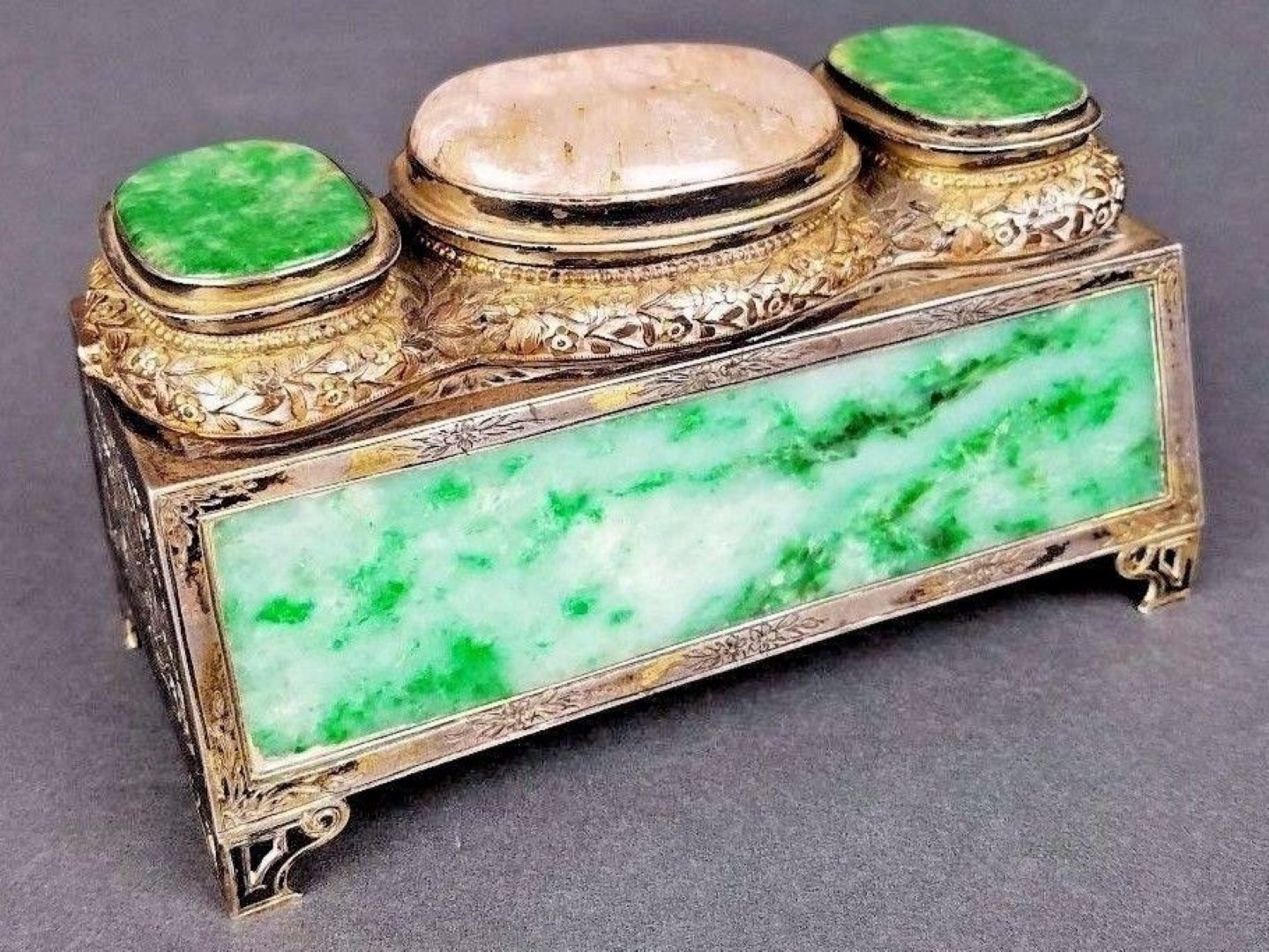 Silver and Jade Inkstand – The Society of Inkwell Collectors (SOIC)