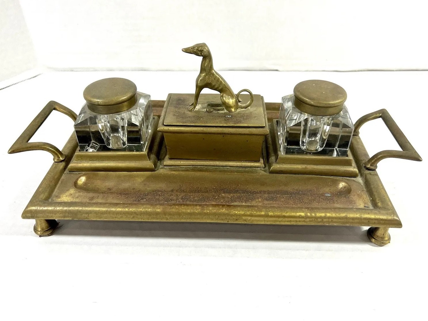 Brass Inkstand with Dog Figurine – The Society of Inkwell Collectors (SOIC)