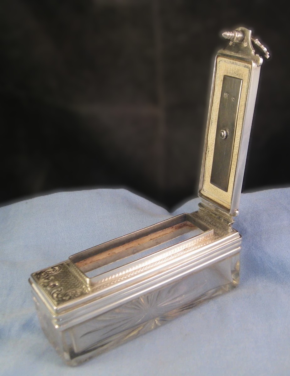 Sterling Silver & Cut Glass “Lock-Down” Traveling Inkwell – The Society ...
